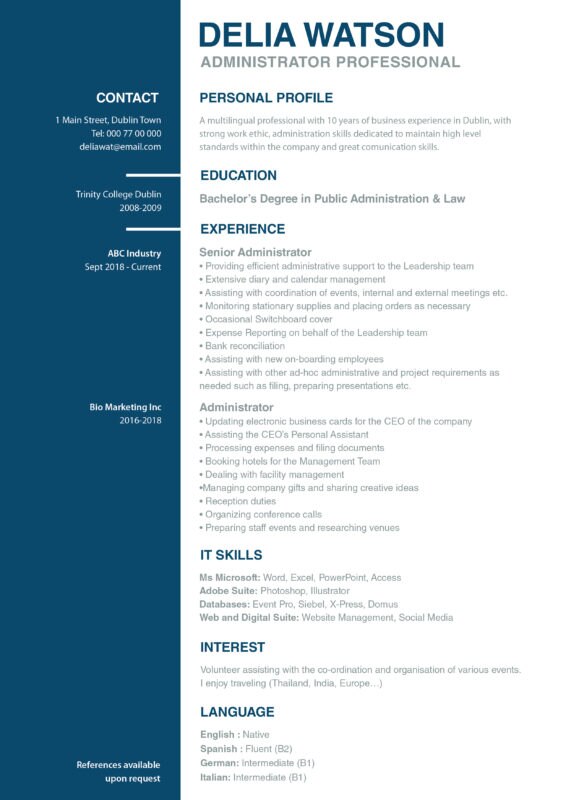 Administrator-cv-template-1 - IrishJobs Career Advice