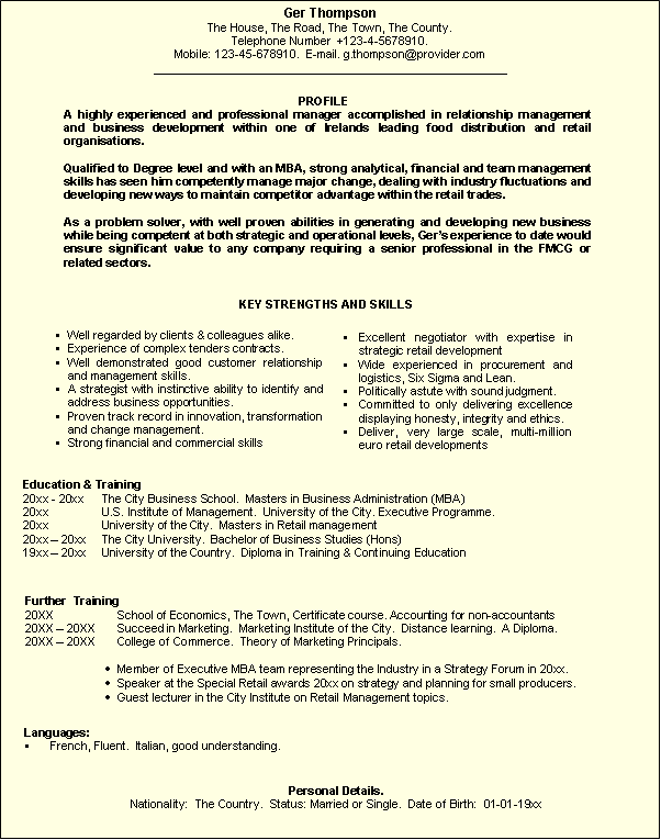 Cv Template Irish Jobs Resume Templates Cv Template Irish Jobs Resume Templates